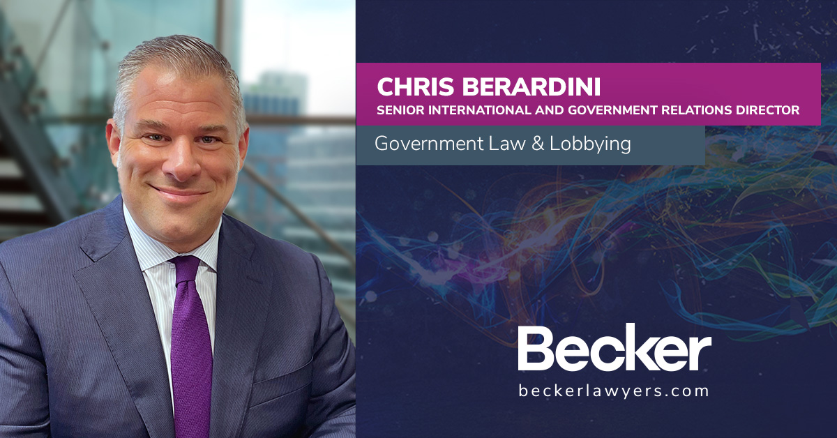 Chris Berardini Joins Becker’s Federal Lobbying Team in Washington, D.C ...