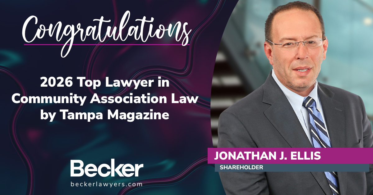 Becker Shareholder Jonathan J. Ellis Named 2026 Top Lawyer in Community ...